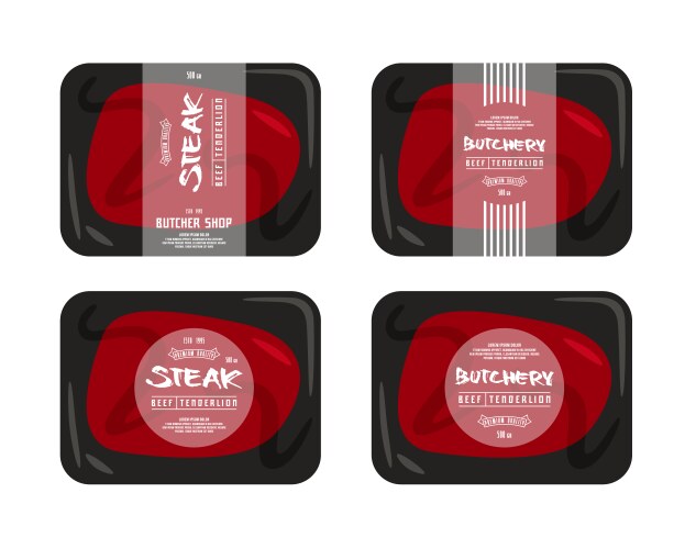 Pork beef cuts diagrams labels and stamps Vector Image