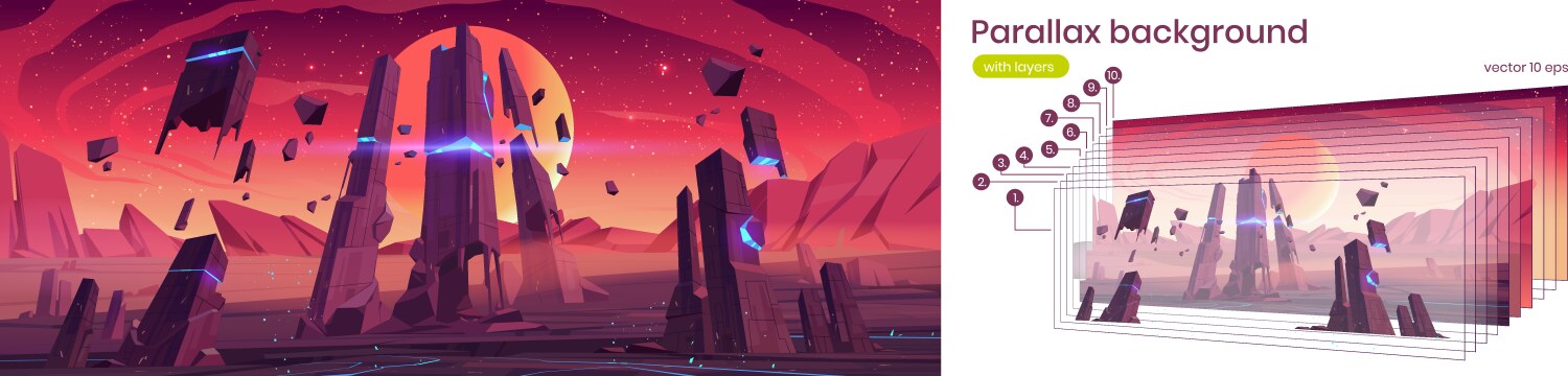 Parallax background with theater stage interior Vector Image