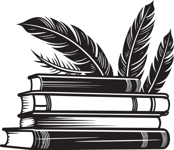 Library lore emblematic quill and scroll icon Vector Image