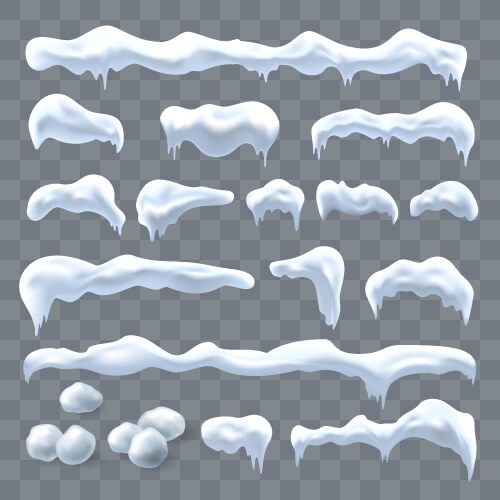 Snow cap ice set winter design snowy icicle roof Vector Image