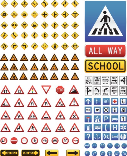 Traffic sign collection Royalty Free Vector Image