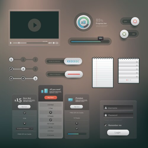 Interface elements set Royalty Free Vector Image