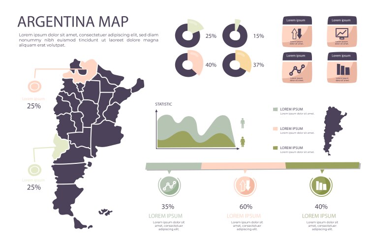 Hand drawn argentina map infographic Royalty Free Vector