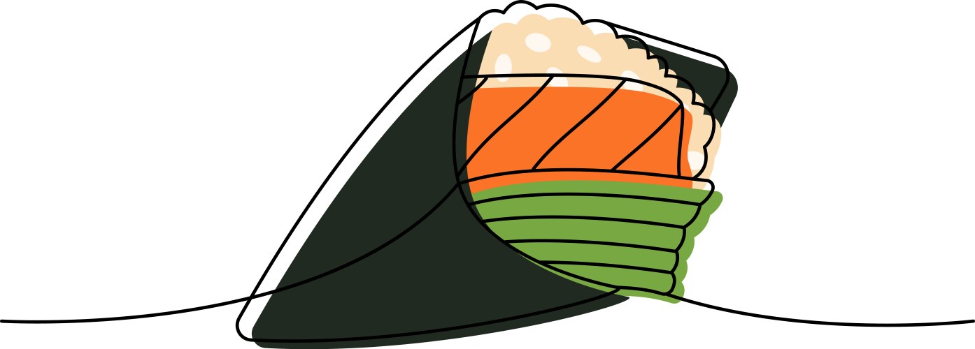 Futomaki tekkamaki roll one line colored Vector Image