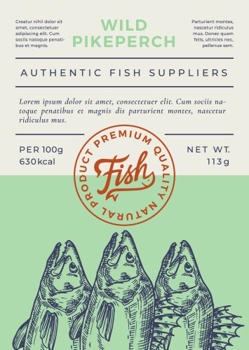 River fish abstract packaging design Royalty Free Vector