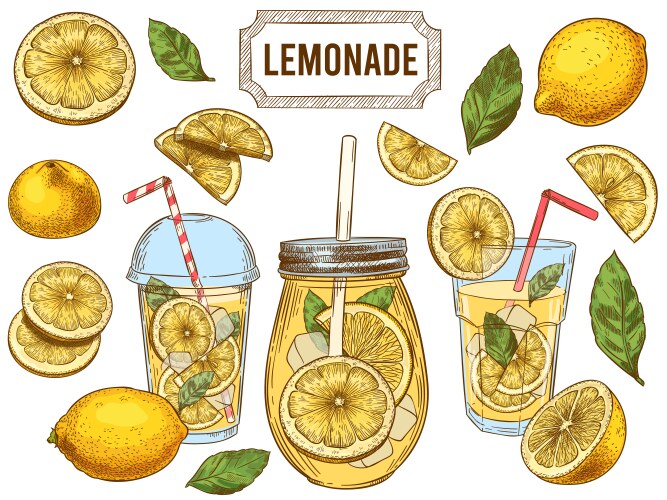 Cup with lemonade sketch for your design Vector Image