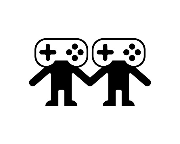 Coop game logo cooperative sign video Royalty Free Vector