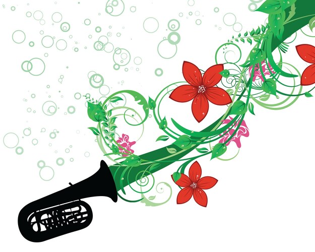 Trombone with floral Royalty Free Vector Image