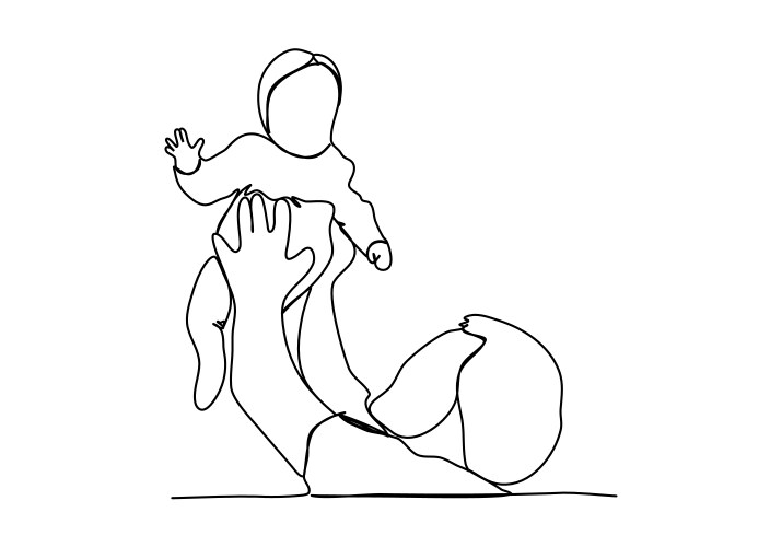 Father and child one line drawing Royalty Free Vector Image