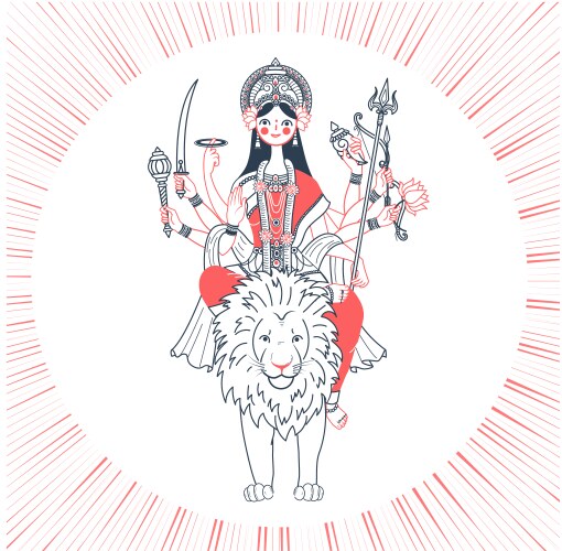 Icon of goddess durga two colors Royalty Free Vector Image
