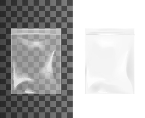 Food empty plastic packaging bag icon set Vector Image