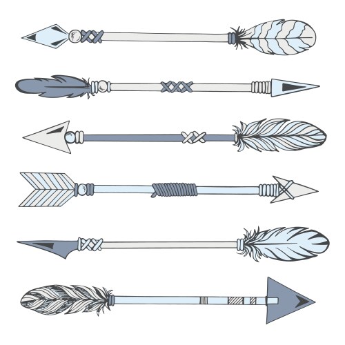 Ethnic arrows hand drawn feather arrow tribal Vector Image