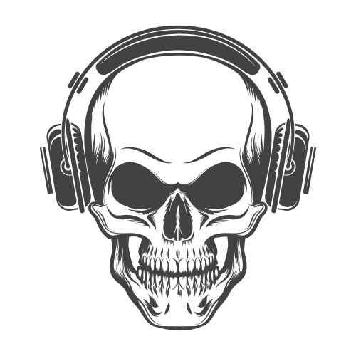 Skull with headphones Royalty Free Vector Image