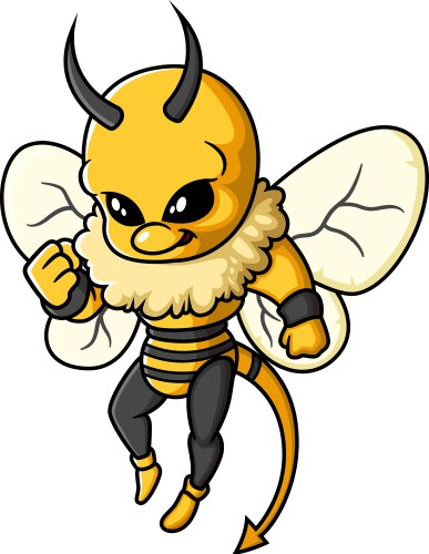Muscular fierce bees cartoon character Royalty Free Vector
