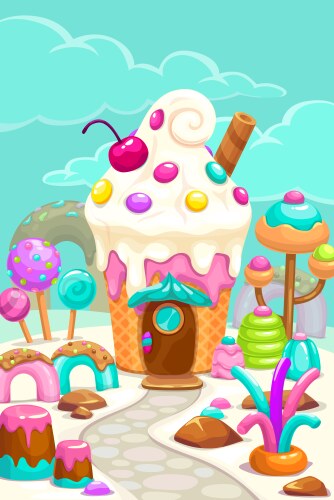 Cartoon sweet candy trees Royalty Free Vector Image
