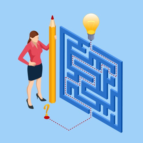 Isometric maze 3d business labyrinth puzzle Vector Image