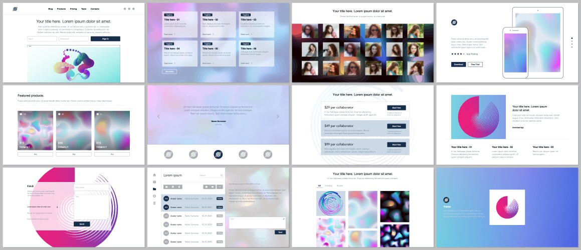 Templates for website design presentations Vector Image