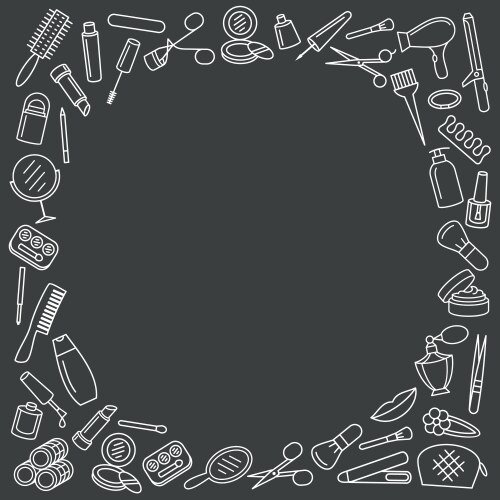 Seamless make up pattern with brushes eyeshadow Vector Image