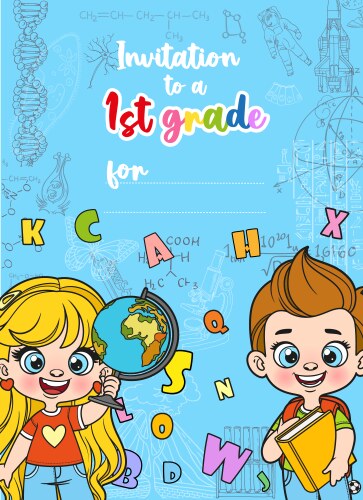 Invitations for a child in 1st grade – Royalty-Free Vector | VectorStock
