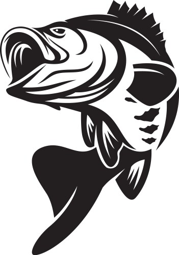 Largemouth bass fishing silhouette art Royalty Free Vector