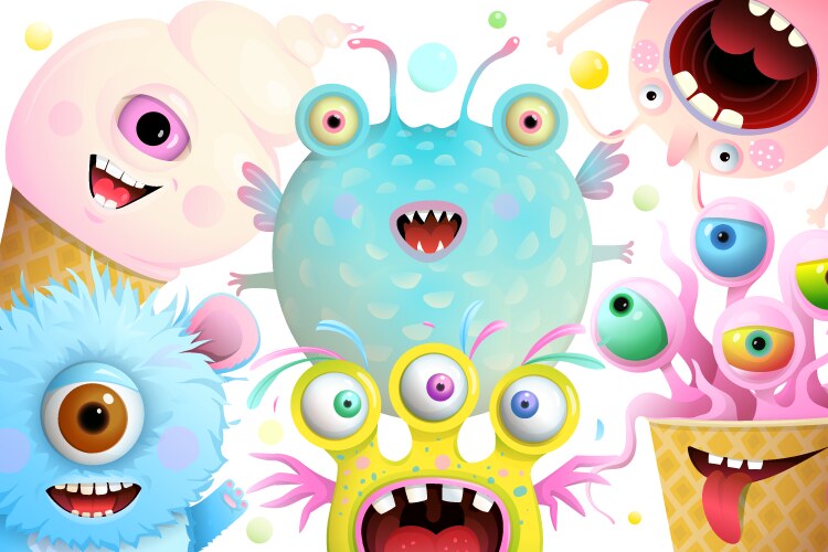 Cute monster for kids inviting calling or greeting