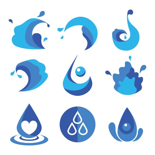 Water elements icons Royalty Free Vector Image