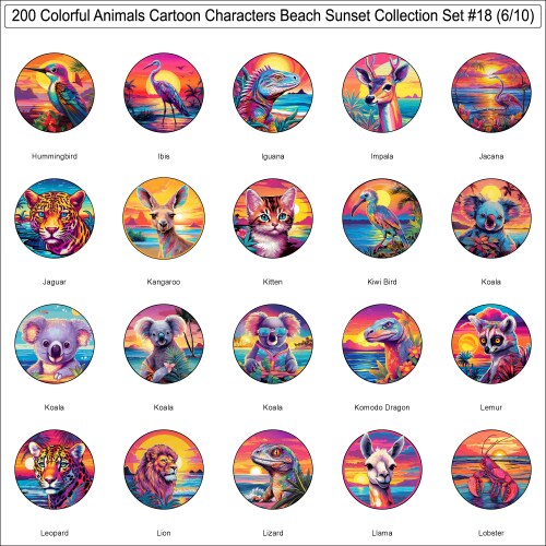 200 kawaii animals cartoon characters collection Vector Image