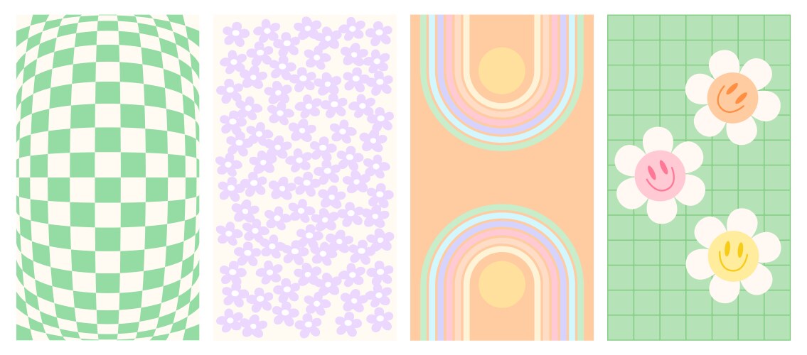 Groovy backgrounds set Royalty Free Vector Image