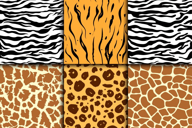 Seamless animal skin patterns set safari textile Vector Image