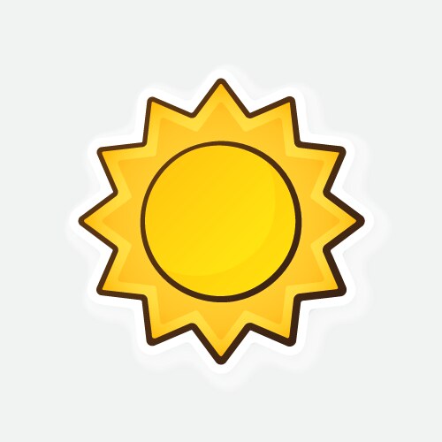 A sticker template with the sun in cartoon style Vector Image