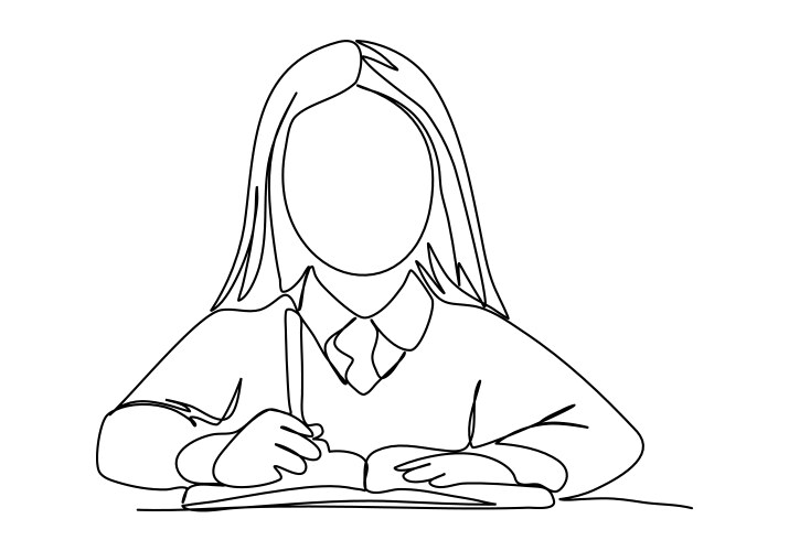 Child in school uniform one line drawing Vector Image