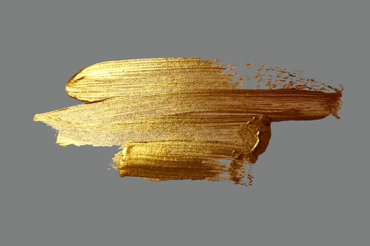 Realistic hand drawing golden brush stroke paint Vector Image