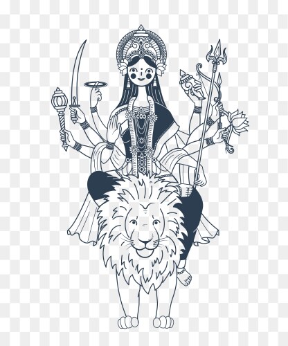 Icon of goddess durga two colors Royalty Free Vector Image