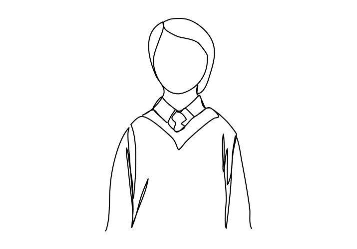 Child in school uniform one line drawing Vector Image