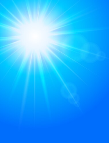 Yellow sun on blue sky Royalty Free Vector Image