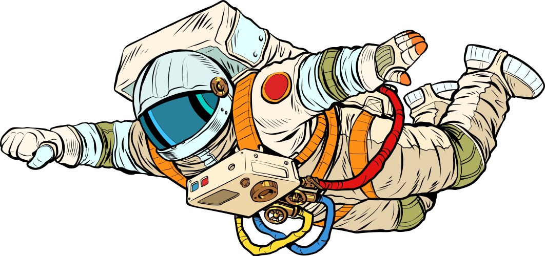 Astronaut runs forward Royalty Free Vector Image
