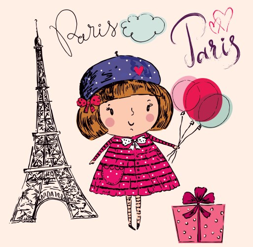 Eiffel tower paris france love Royalty Free Vector Image