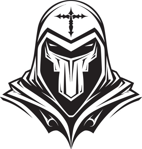 Tearful templar iconic sad knight soldier logo Vector Image
