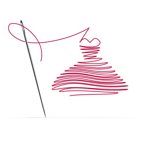 Sewing needle with red thread Royalty Free Vector Image