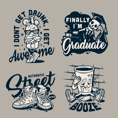 Vintage monochrome college logos Royalty Free Vector Image