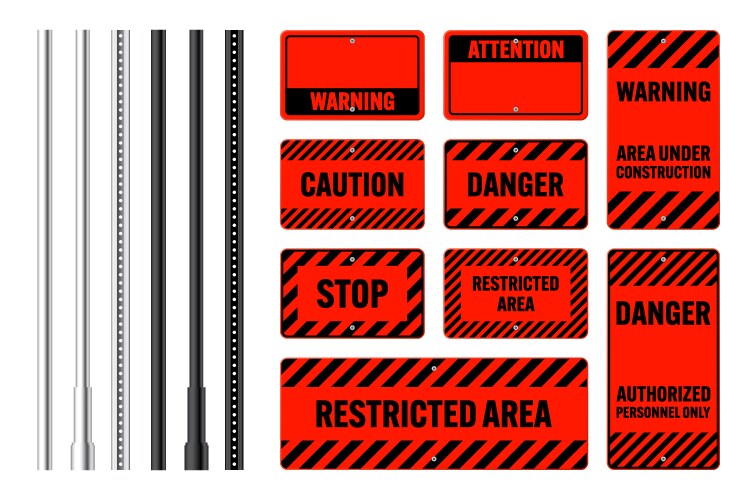 Danger and dangerous zone warning red frames hud Vector Image