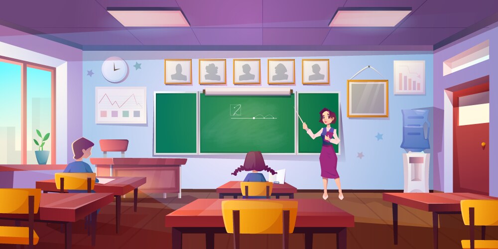 School or university classroom cartoon Royalty Free Vector