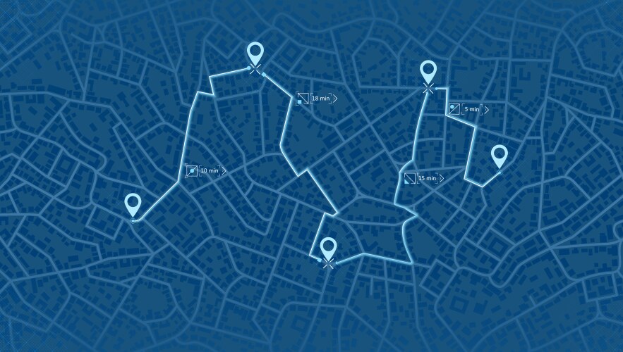 City map featuring directional signs an intended Vector Image