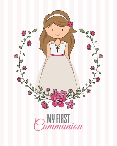 First holy communion cute little girl Royalty Free Vector