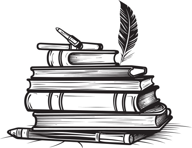 Scholars scribe emblematic logo design literary Vector Image