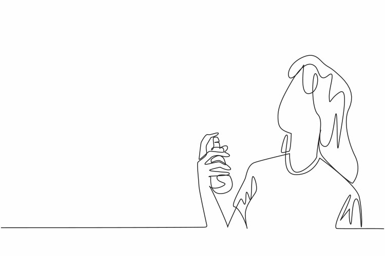 Single one line drawing woman doing perfume Vector Image