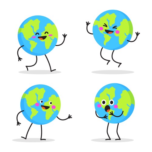 Happy earth planet cartoon Royalty Free Vector Image