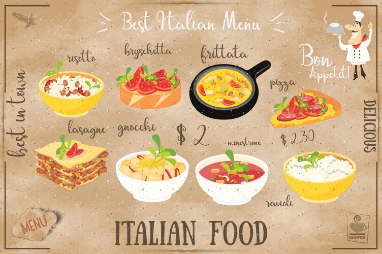 Italian food labels Royalty Free Vector Image - VectorStock