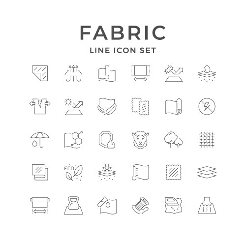 Fabric feature line icons pictograms Royalty Free Vector