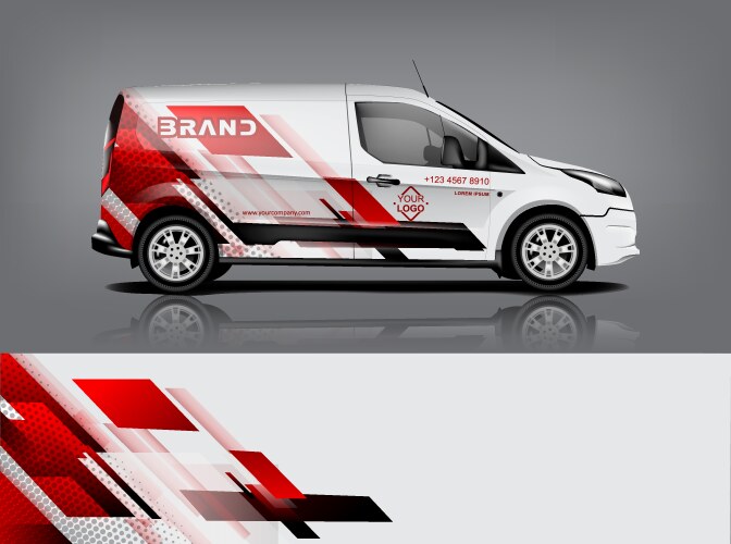 Full wrap van with vinyl sticker sample Royalty Free Vector
